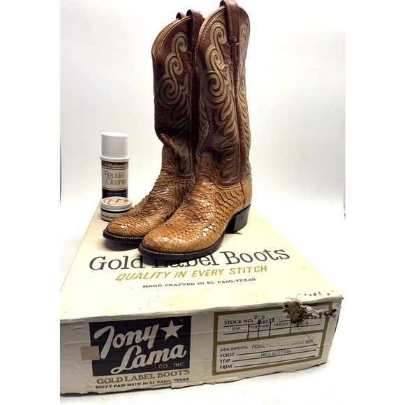 Tony Lama | Shoes | Vintage Tony Lama Snake Skin Boots Peanut Brittle ...